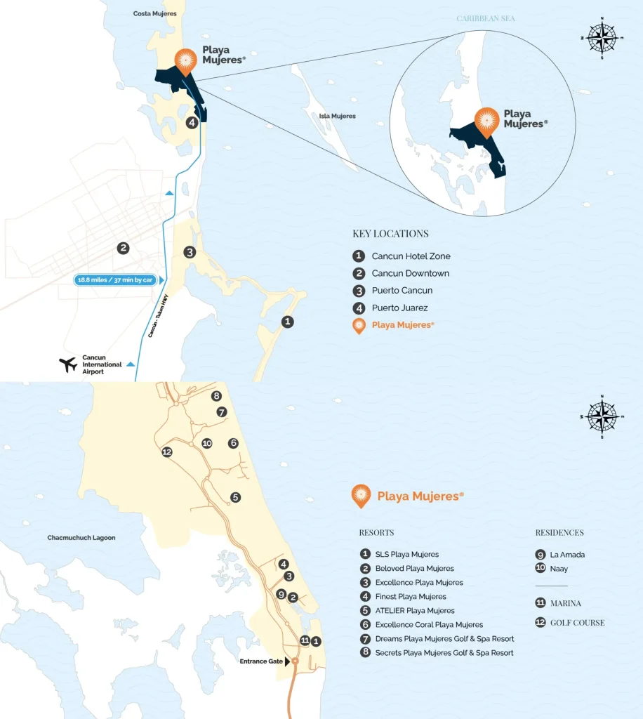Playa Mujeres Resort Map (Most Up-To-Date) - All Maps