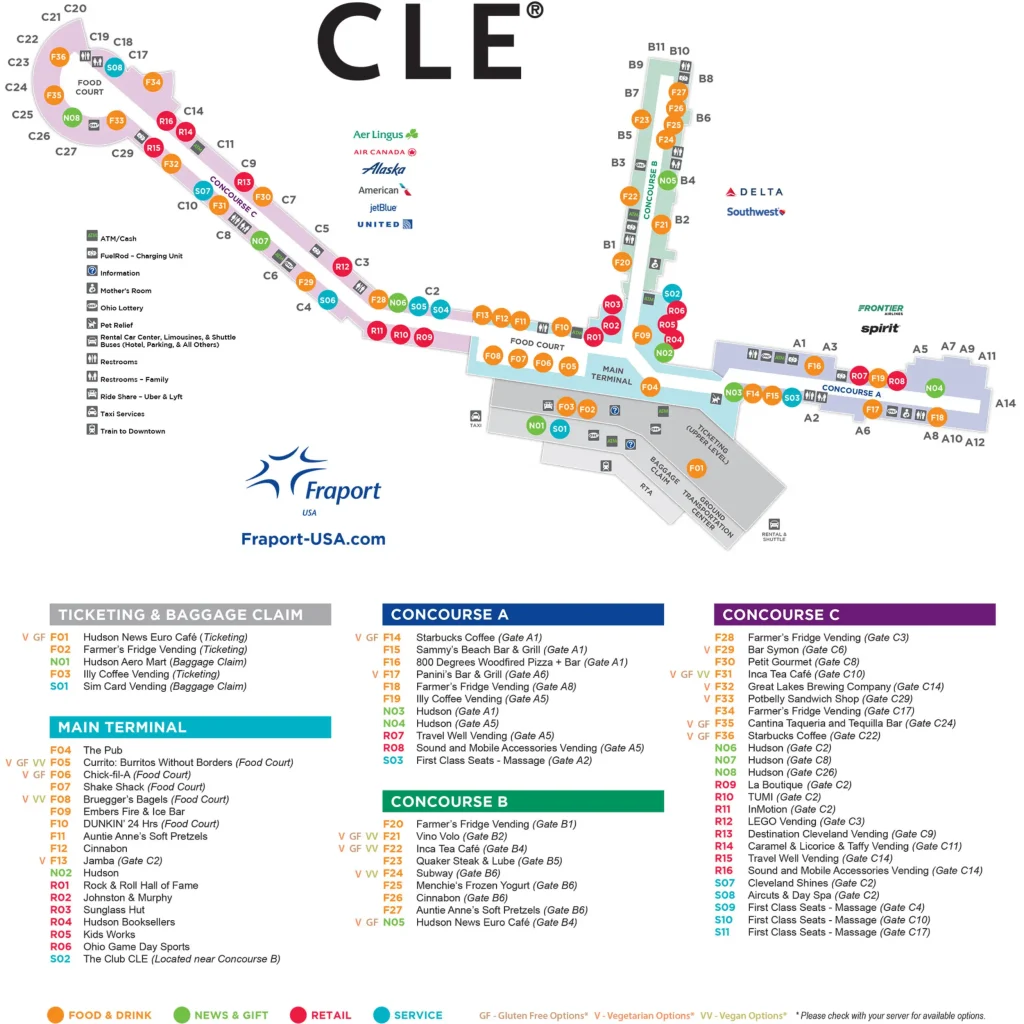 Cleveland Hopkins International Airport Map (Most Up-To-Date) - All Maps