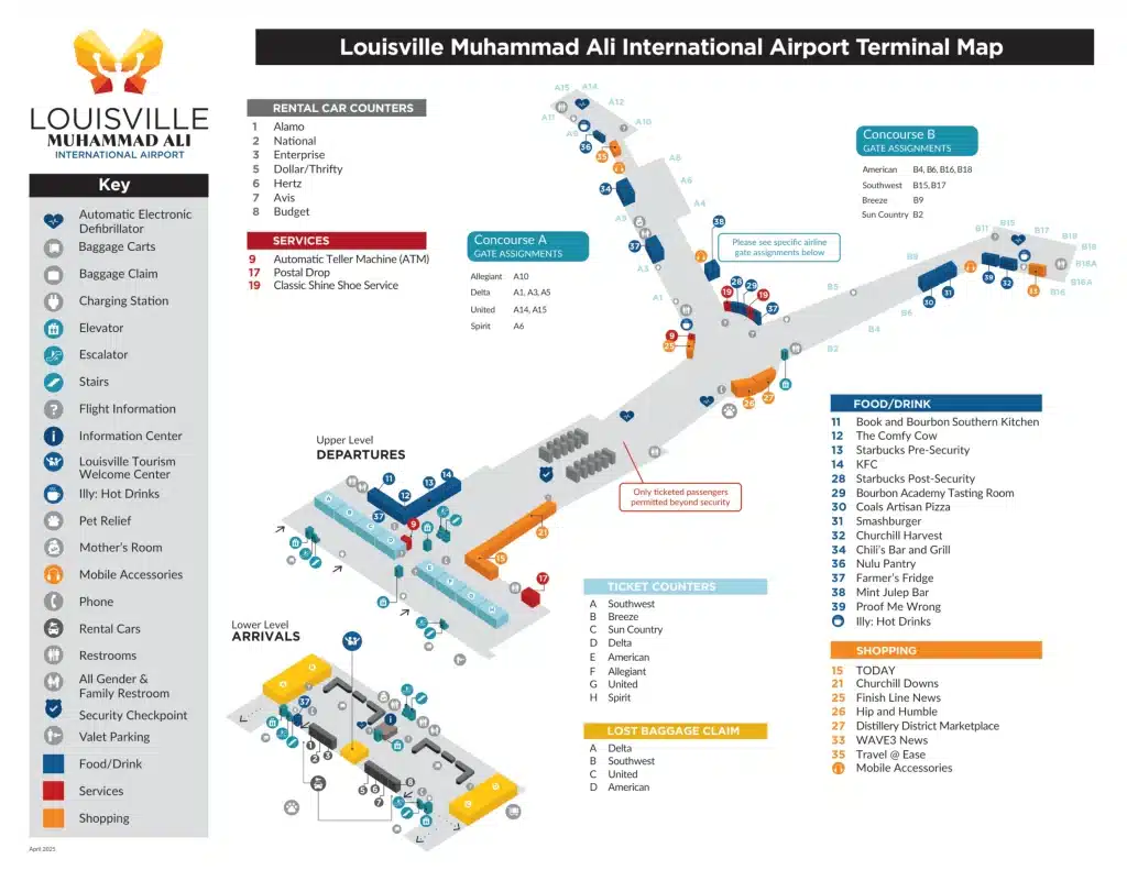 Louisville Muhammad Ali International Airport Map (Most Up-To-Date ...