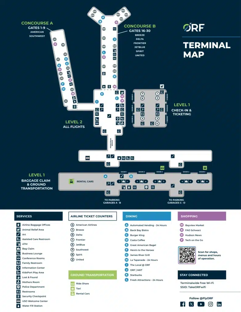 Norfolk International Airport Map (Most Up-To-Date) - All Maps