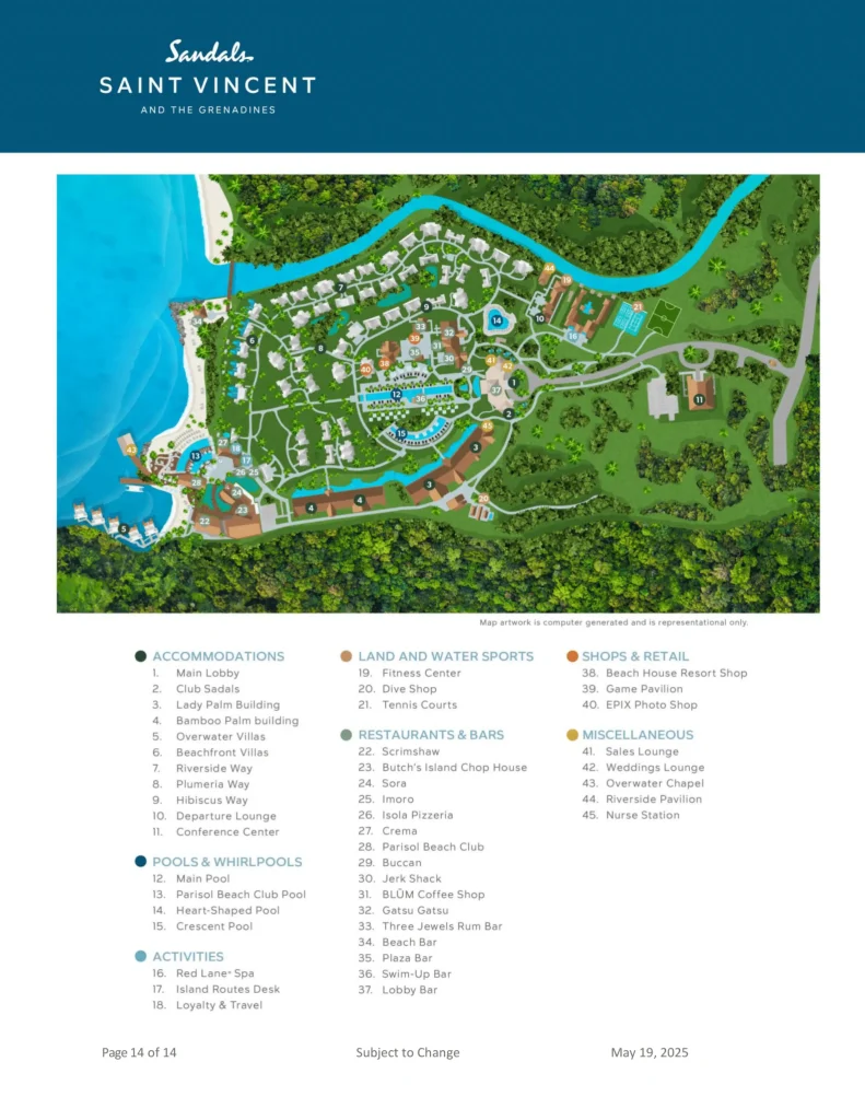 Sandals St. Vincent Map (2023 - 2022) - All Maps