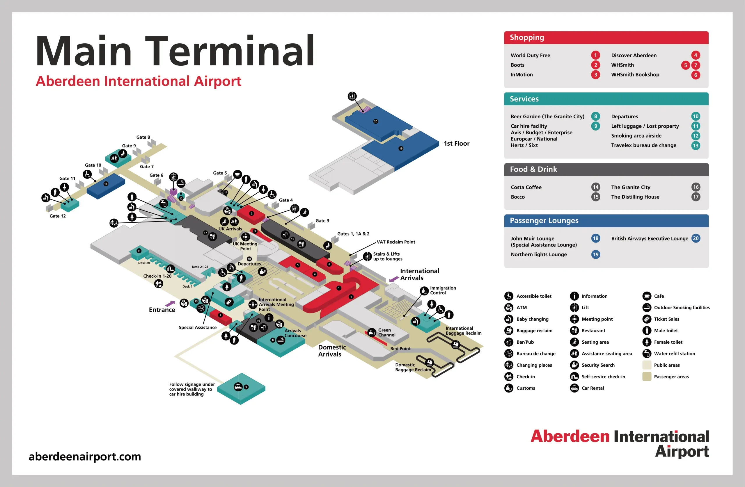 Aberdeen International Airport Terminal Map (2025-2024) - All Maps