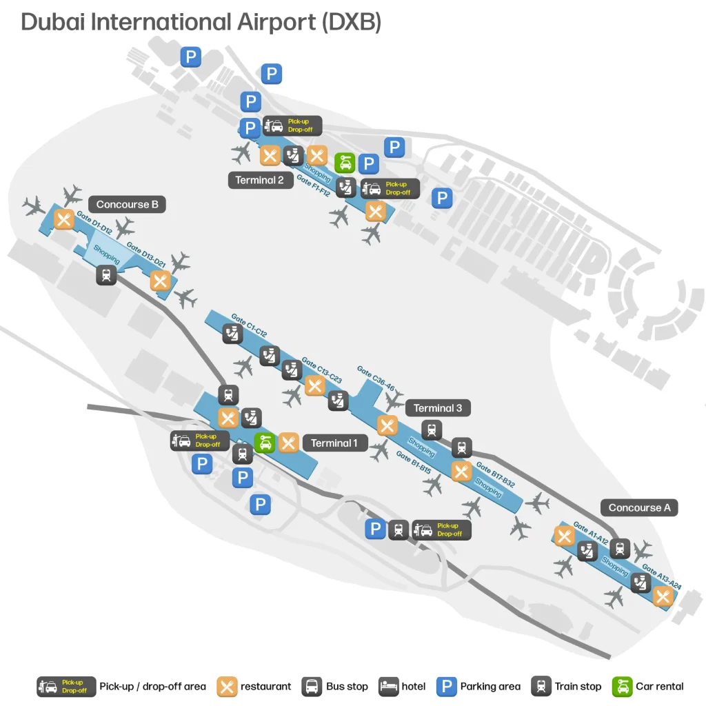 Dubai International Airport Map (Most Up-To-Date) - All Maps