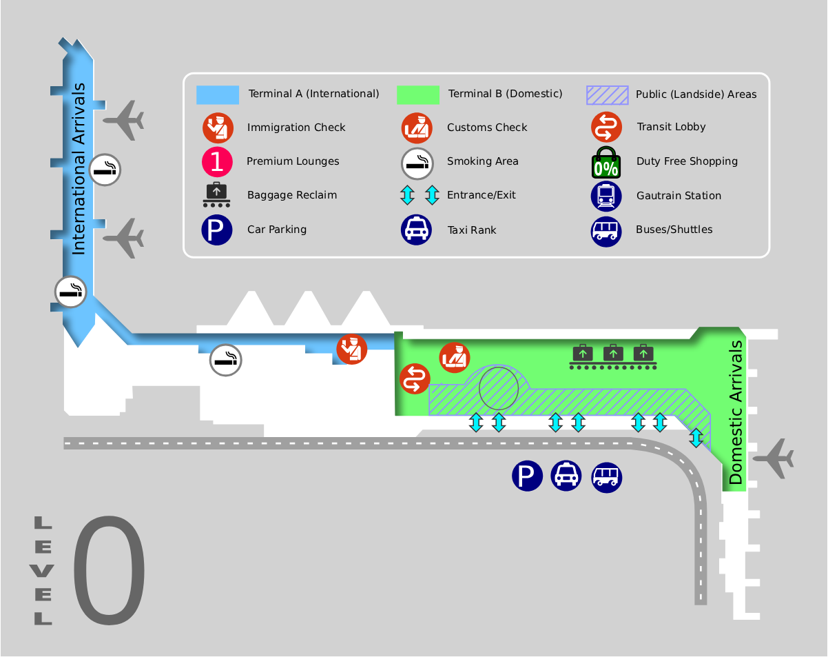 O.R. Tambo International Airport Terminal Map (2025-2024) - All Maps