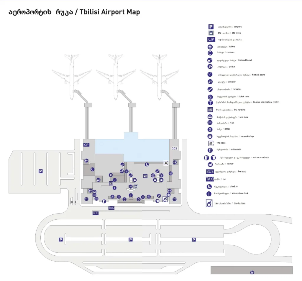 Tbilisi Airport Terminal Map (2024) - All Maps
