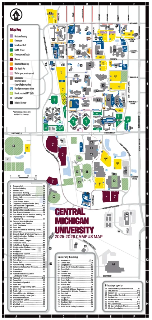 Central Michigan University Campus Map (2025-2024) - All Maps