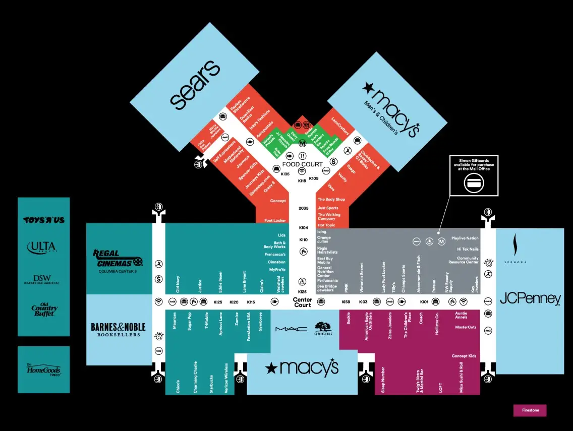 Columbia Center Mall Map - All Maps