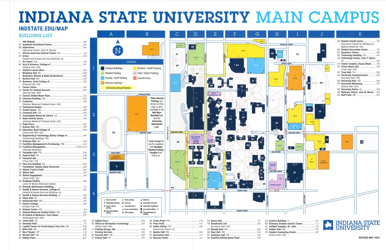 Indiana State University Campus Map - All Maps