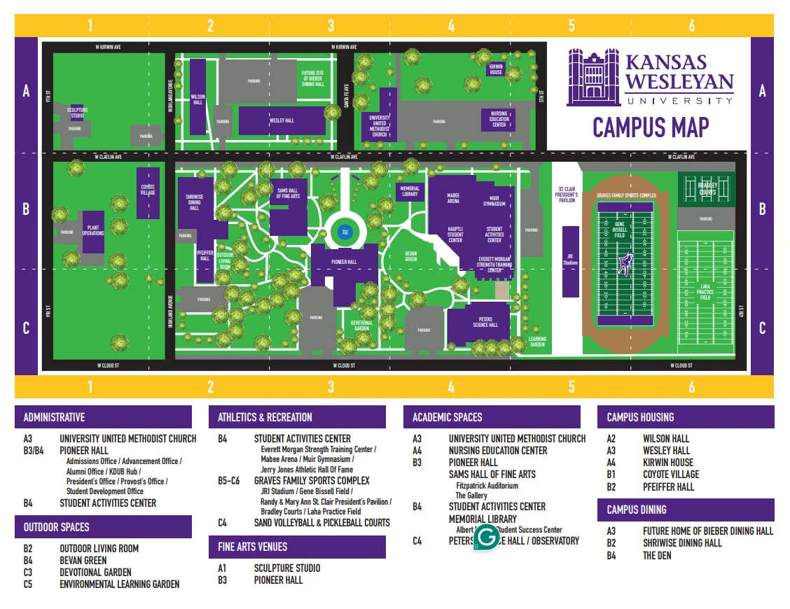 Kansas Wesleyan University Campus Map - All Maps