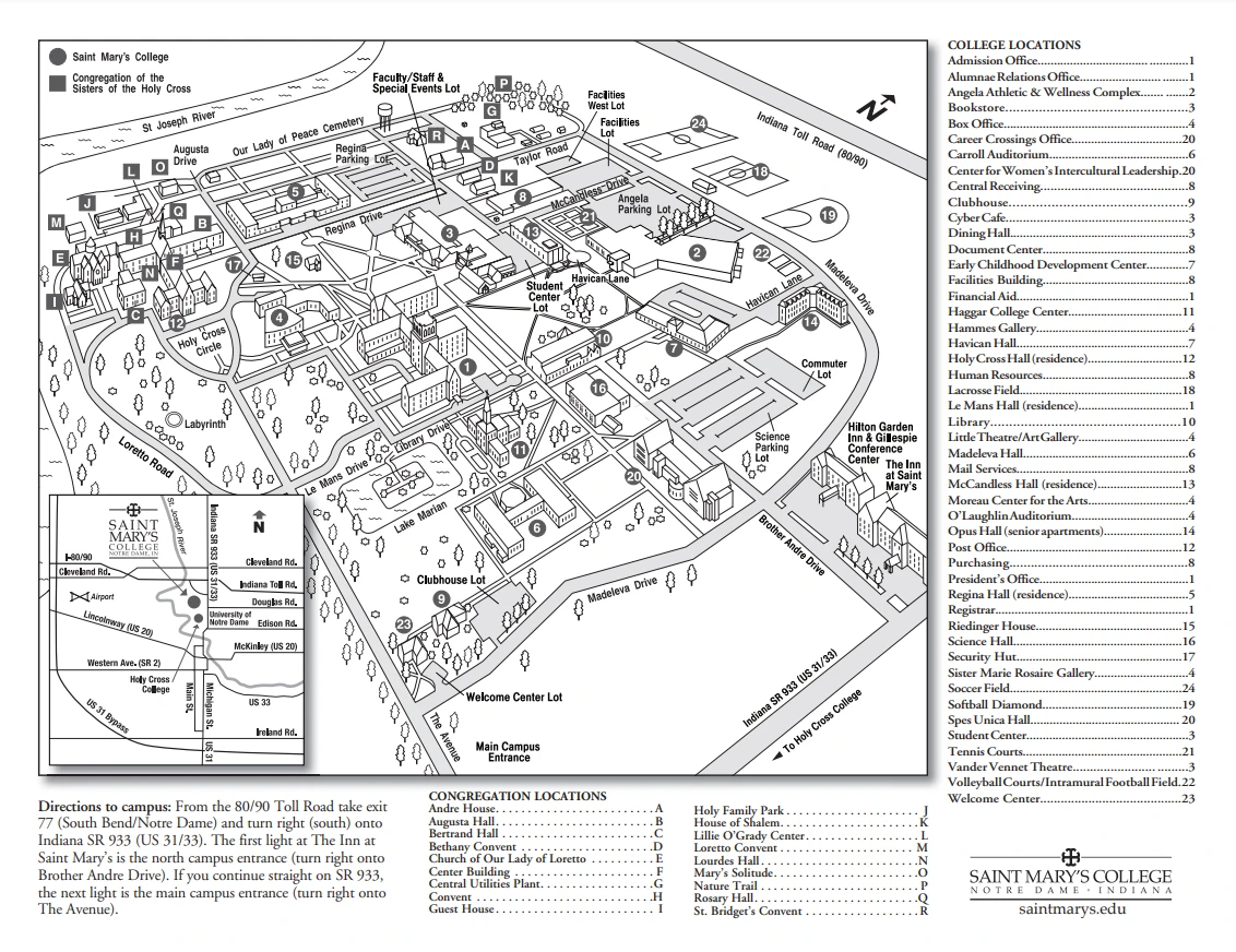 Saint Mary's College Campus Map - All Maps