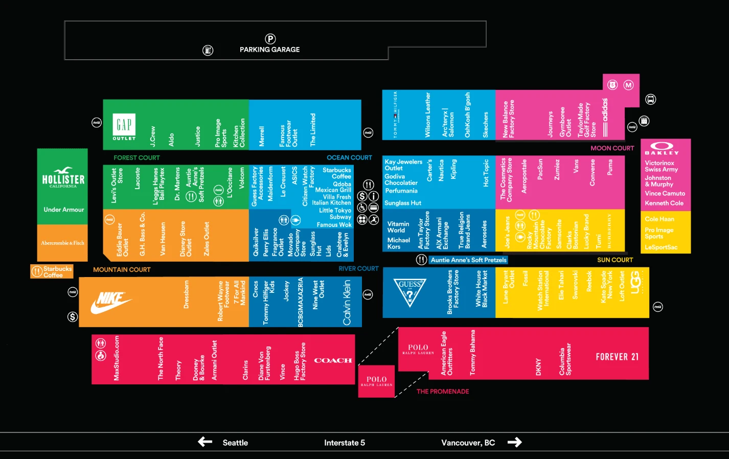 Seattle Premium Outlets Mall Map - All Maps