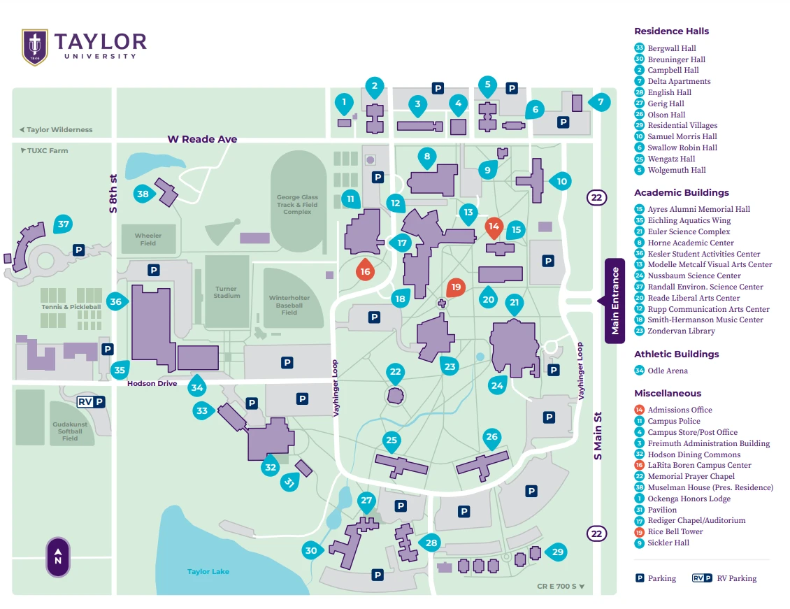 Taylor University Campus Map - All Maps