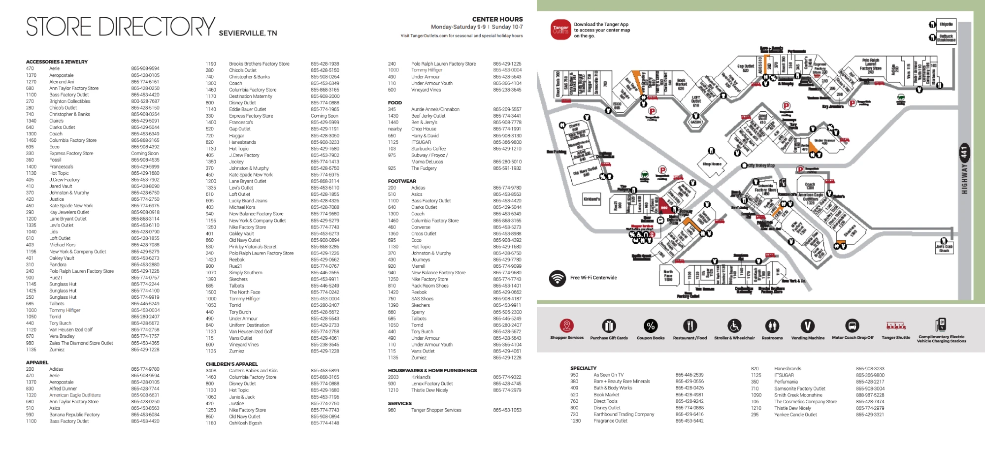 Tanger Outlet Mall Map - All Maps