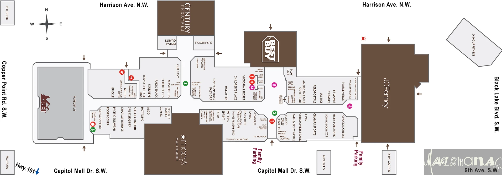 The Capital Mall in Olympia Map - All Maps