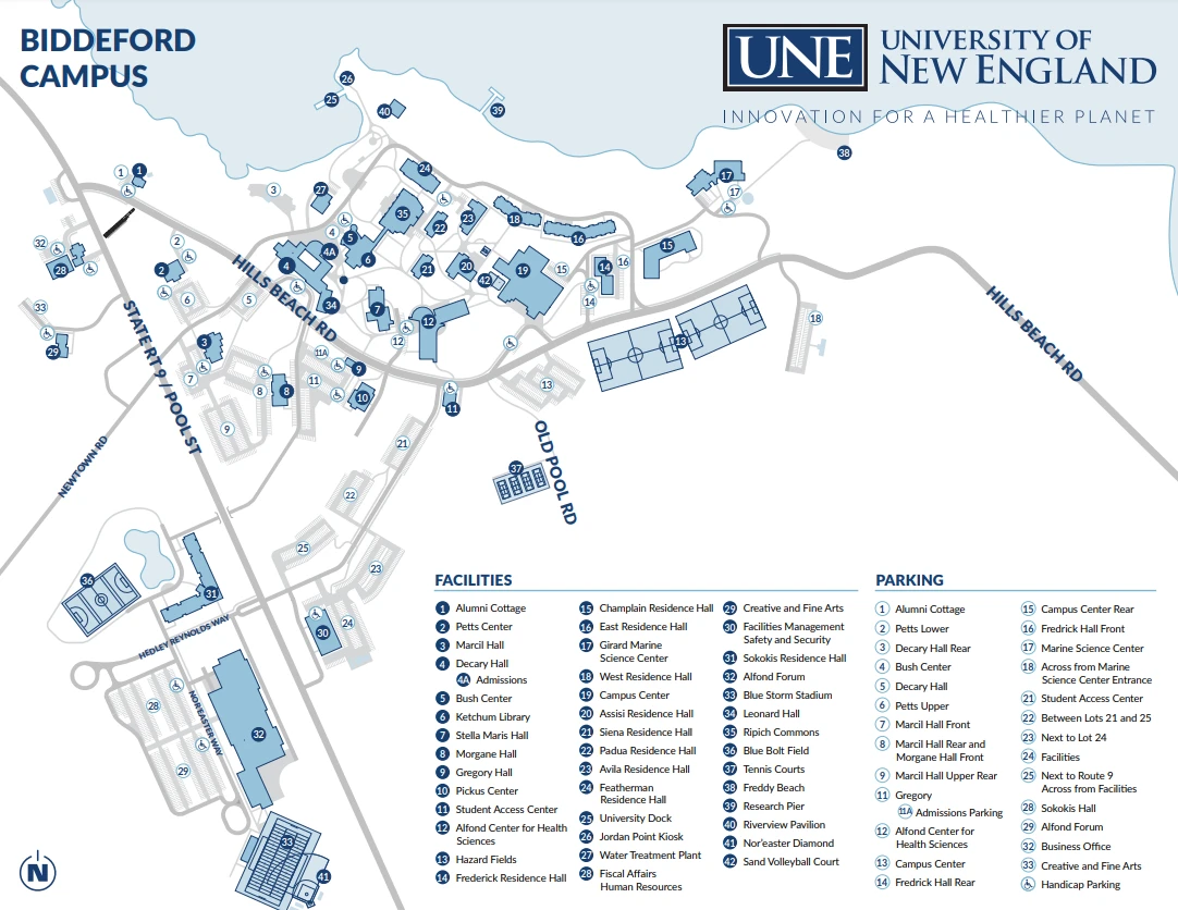 University of New England Campus Map - All Maps