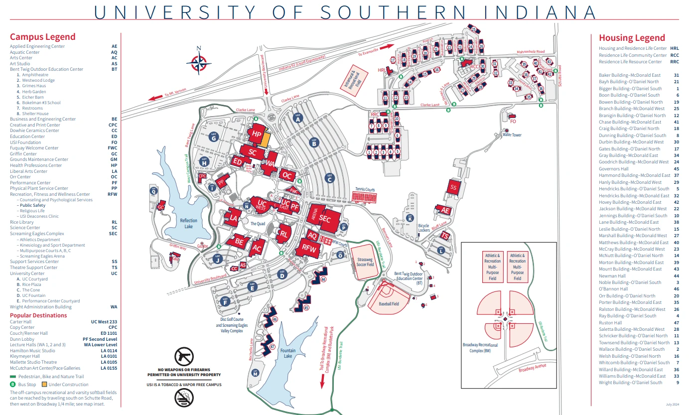 University of Southern Indiana Campus Map - All Maps