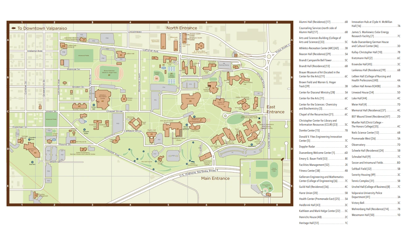 Valparaiso University Campus Map - All Maps