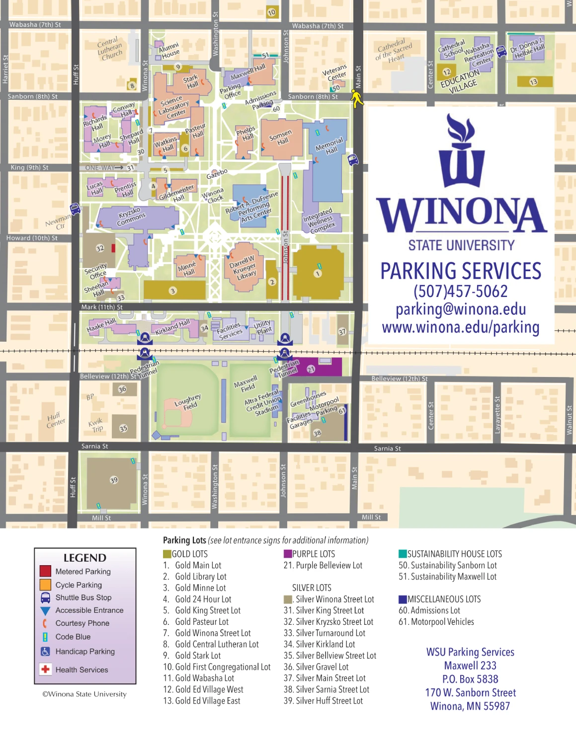 Mapa Del Campus De La Universidad Estatal De Winona