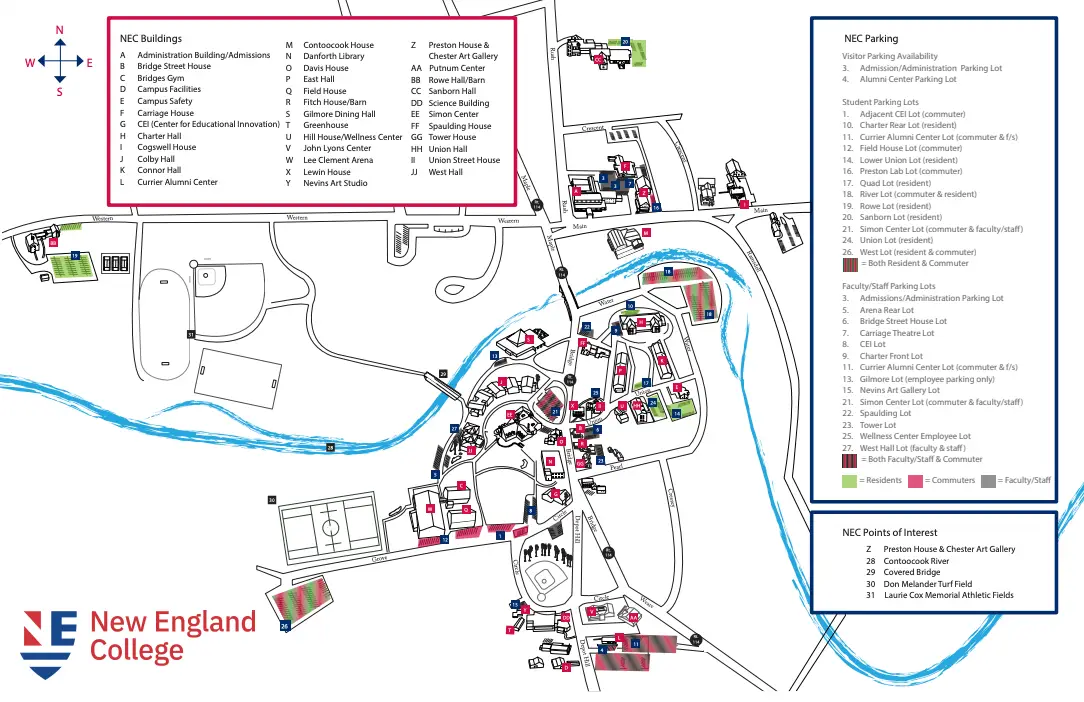 New England College Map - All Maps
