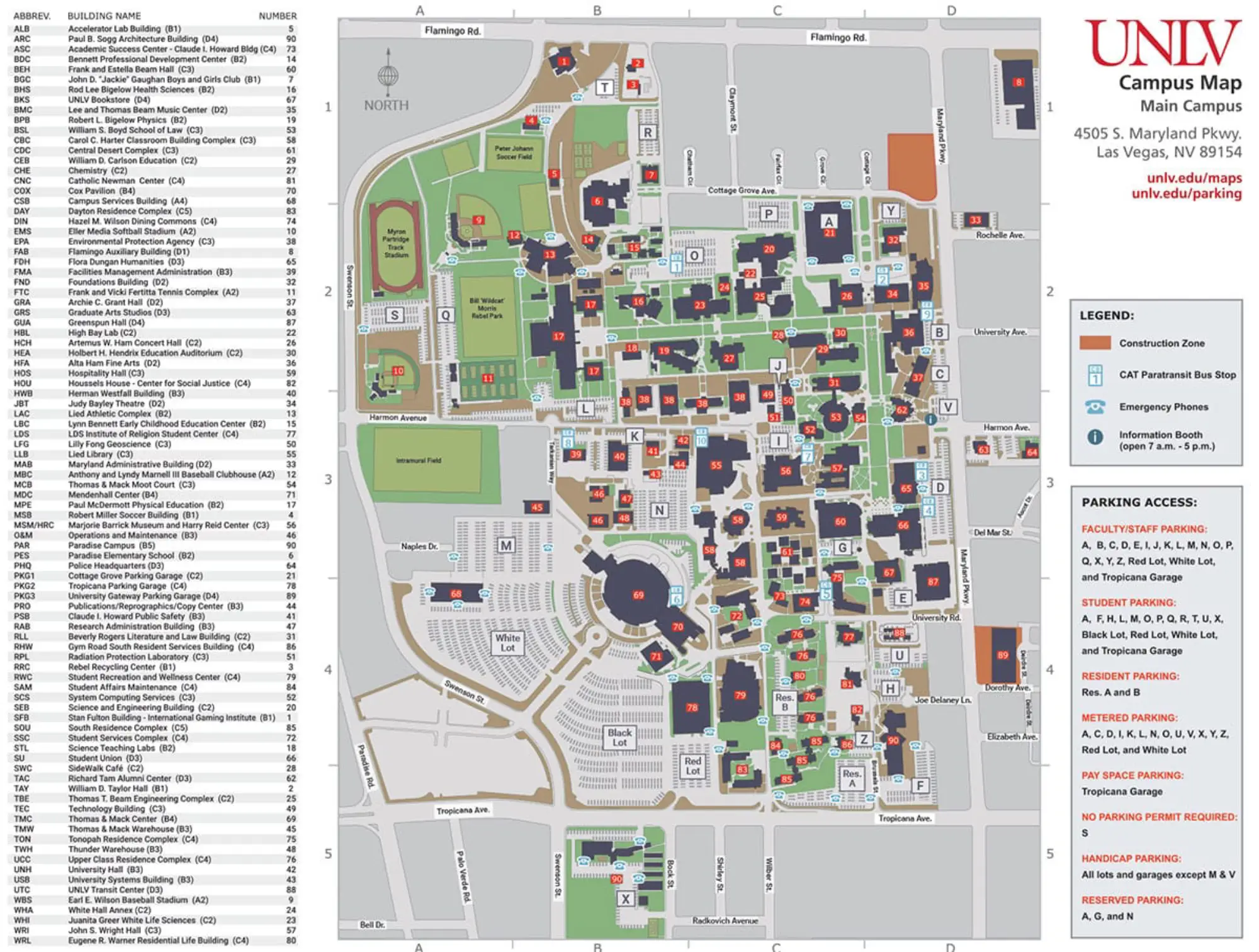 University of Nevada Las Vegas Campus Map - All Maps
