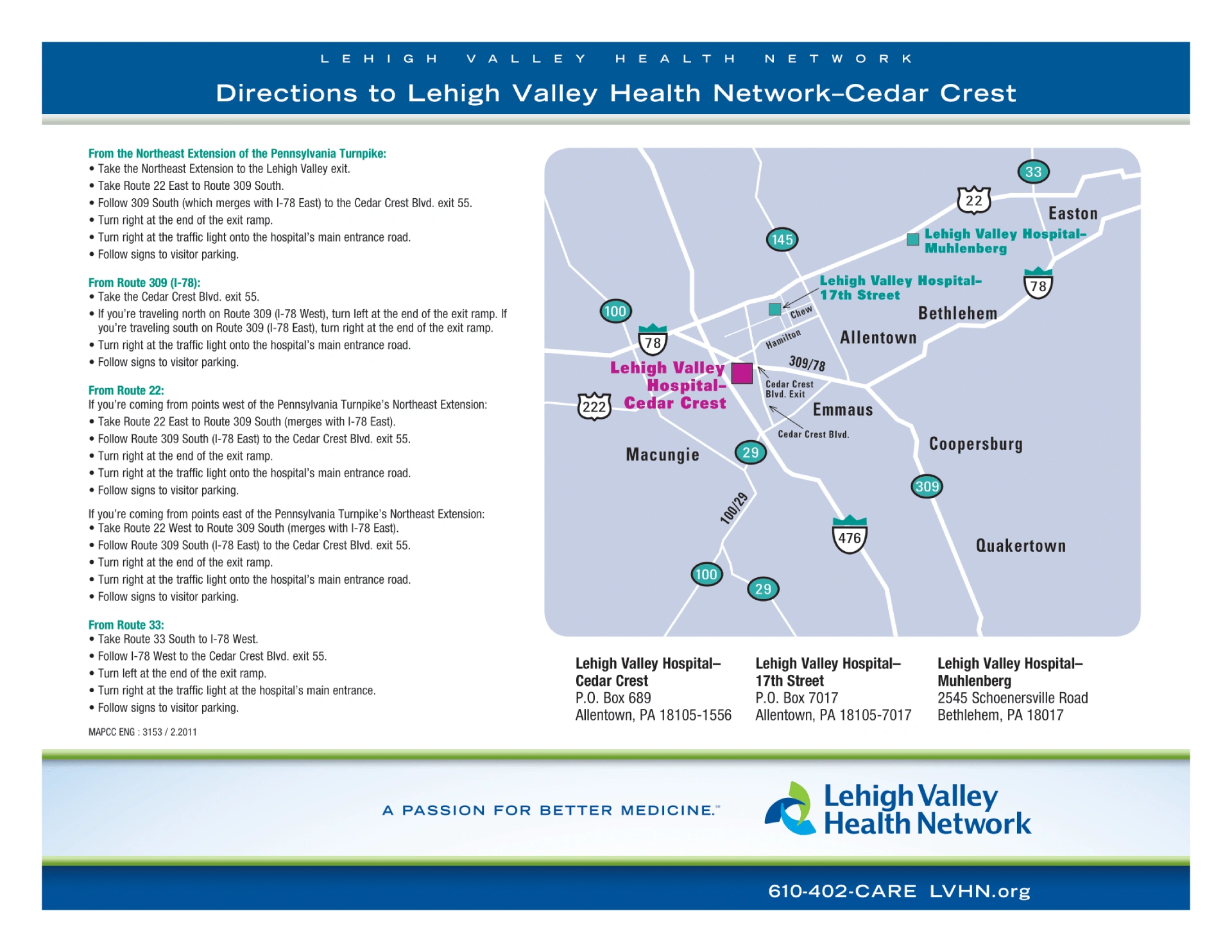 Lehigh Valley Hospital Cedar Crest Hospital Map (2011) - All Maps