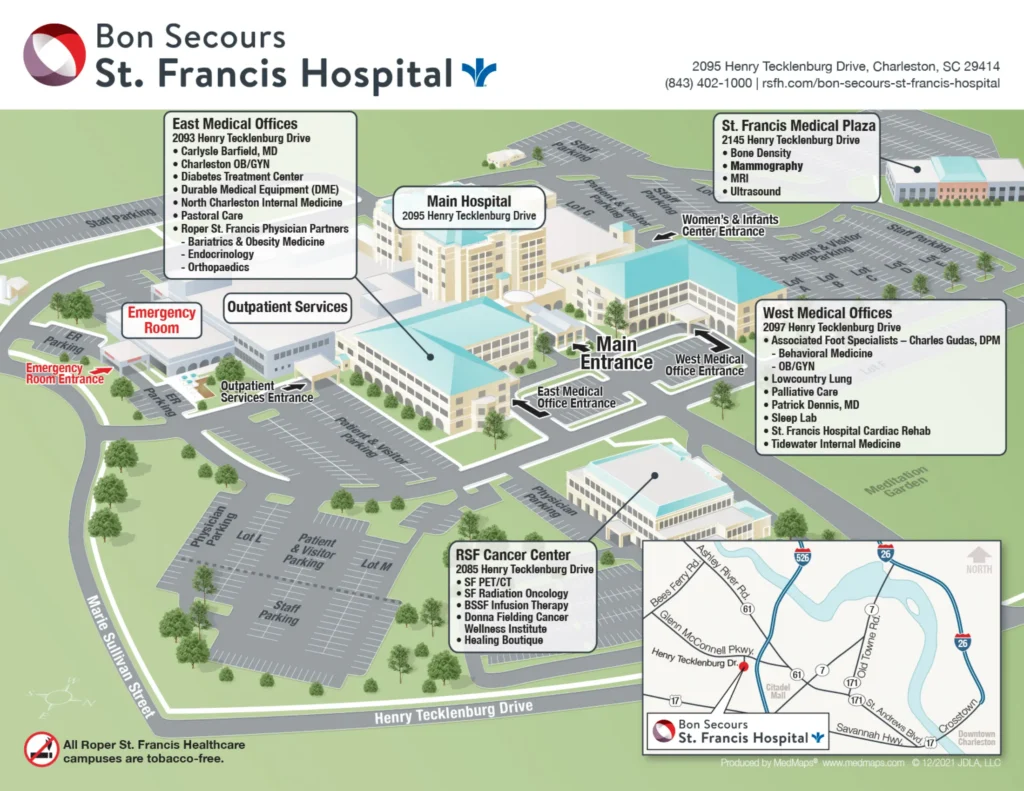 Bon Secours St. Francis Medical Center Hospital Map (2024-2021) - All Maps