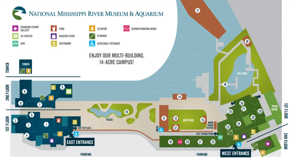 National Mississippi River Museum & Aquarium Map (2023 - 2021) - All Maps