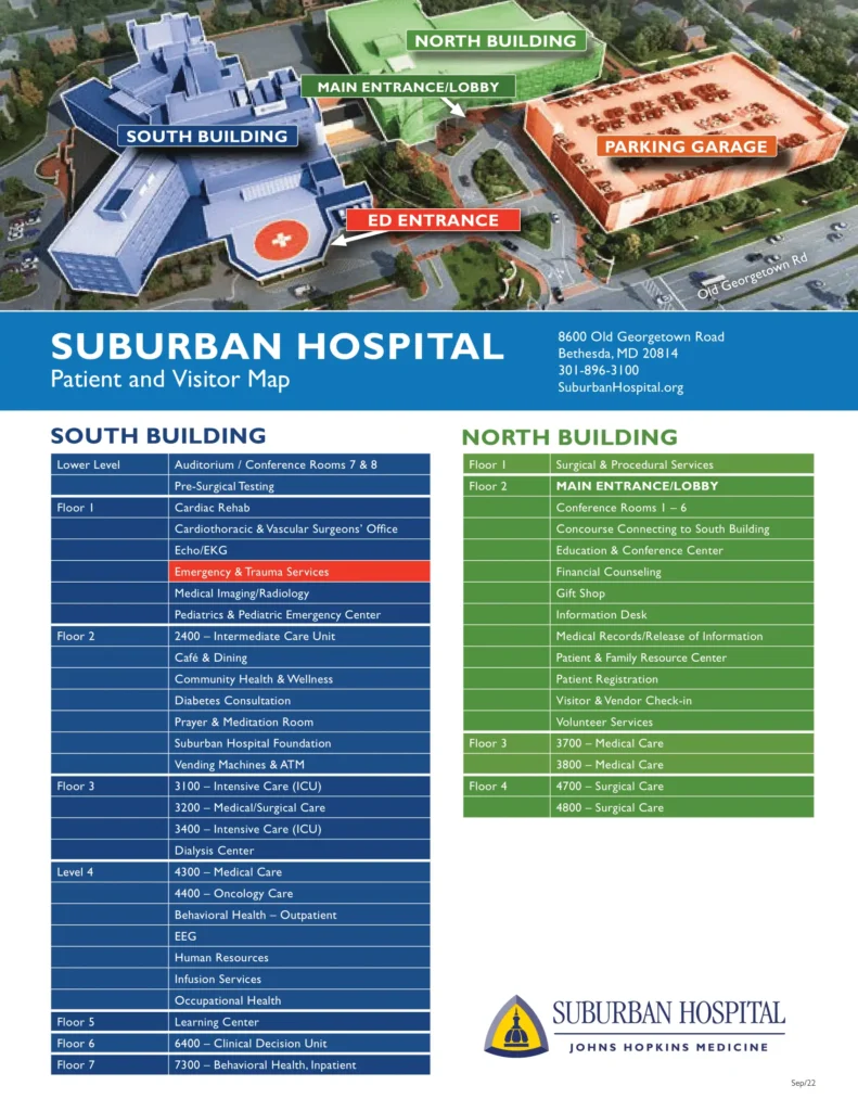 Suburban Hospital Map (2022) - All Maps