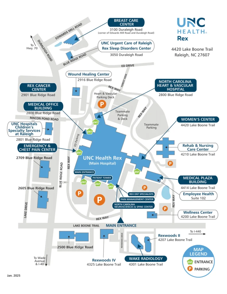 UNC REX Hospital Map (2025) - All Maps