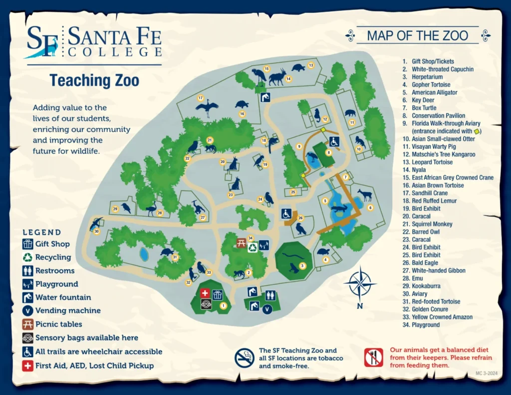 Santa Fe College Teaching Zoo Map (2024 - 2023) - All Maps