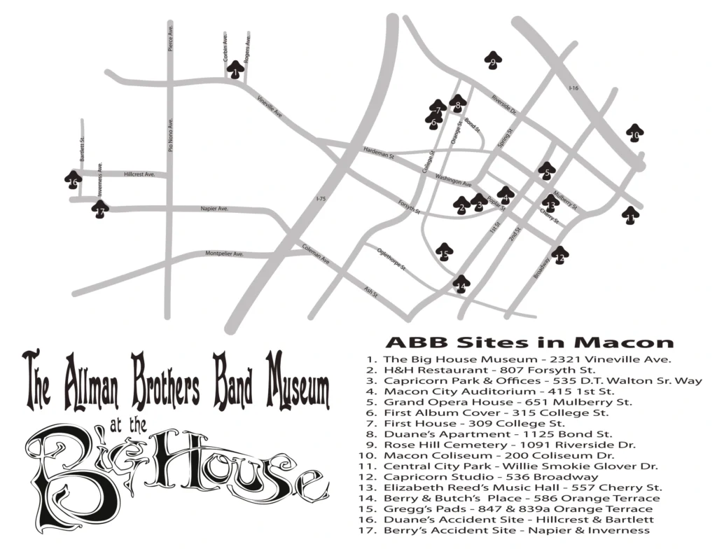 The Allman Brothers Band Museum Map (2013) - All Maps
