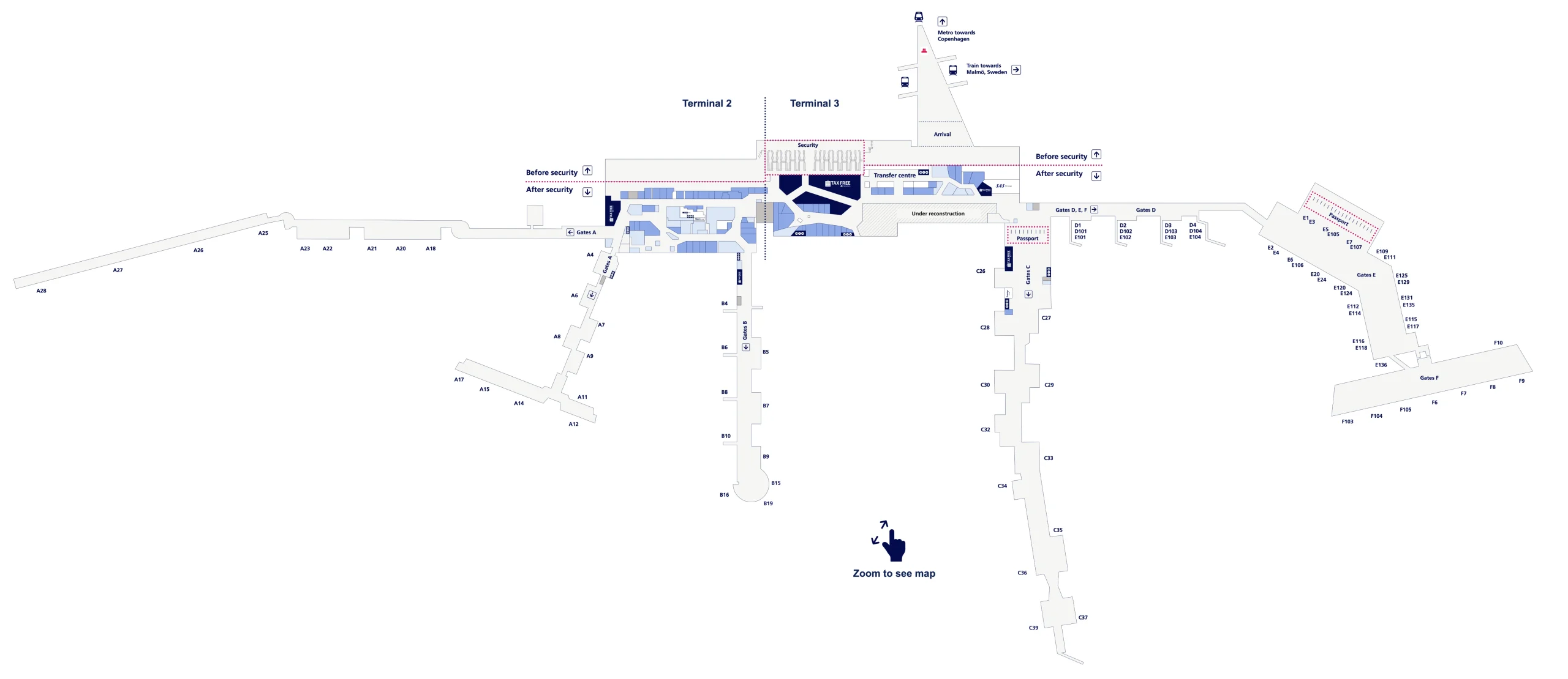 Copenhagen Airport Terminal Map (2025-2024) - All Maps