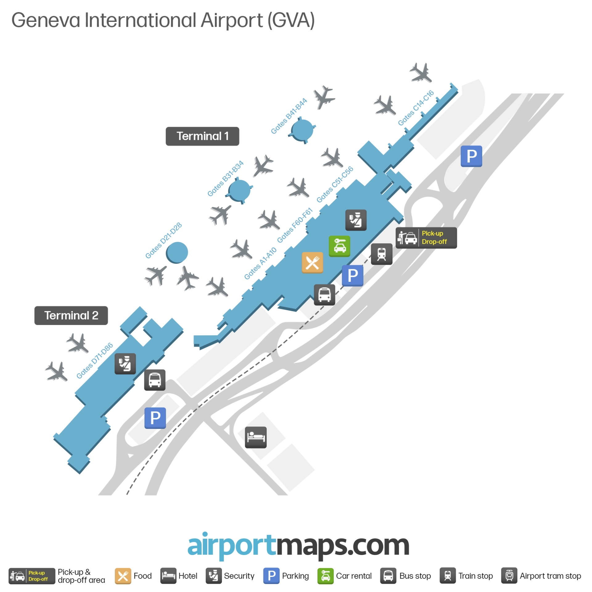 Geneva Cointrin International Airport Terminal Map (2025 - 2023) - All Maps