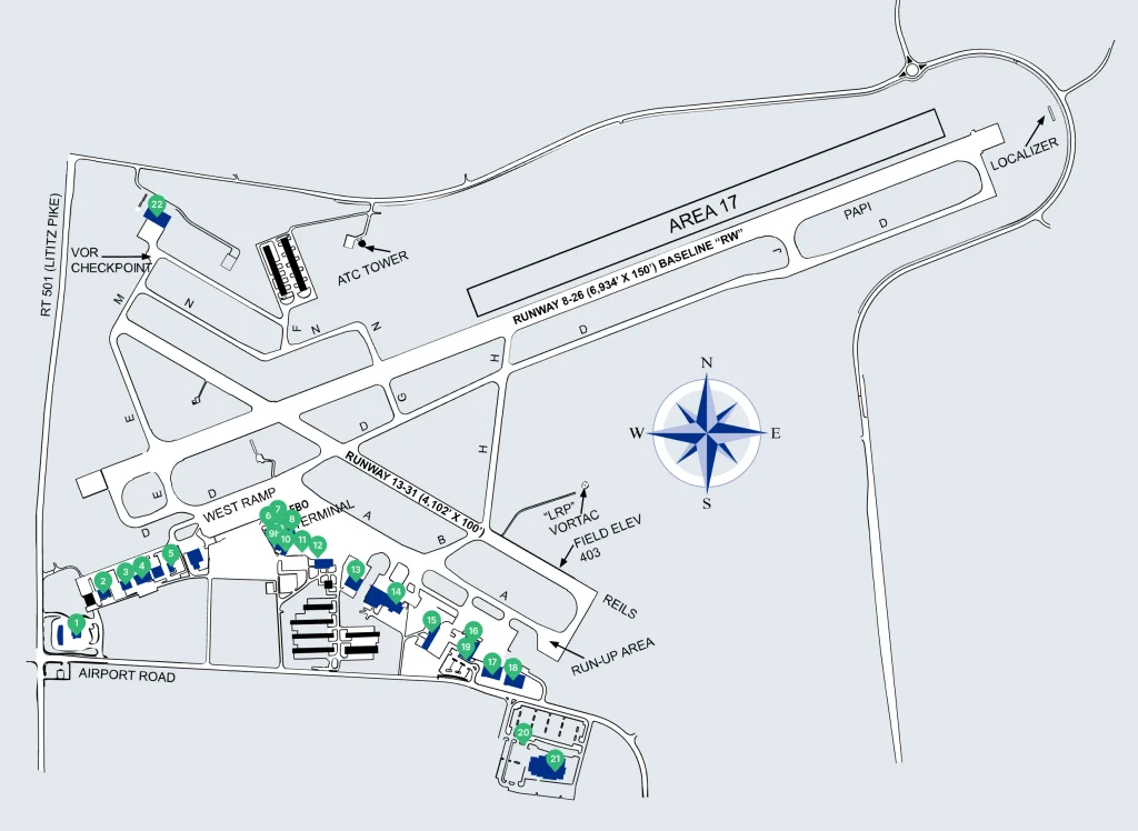 Lancaster Airport Terminal Map (2025) - All Maps