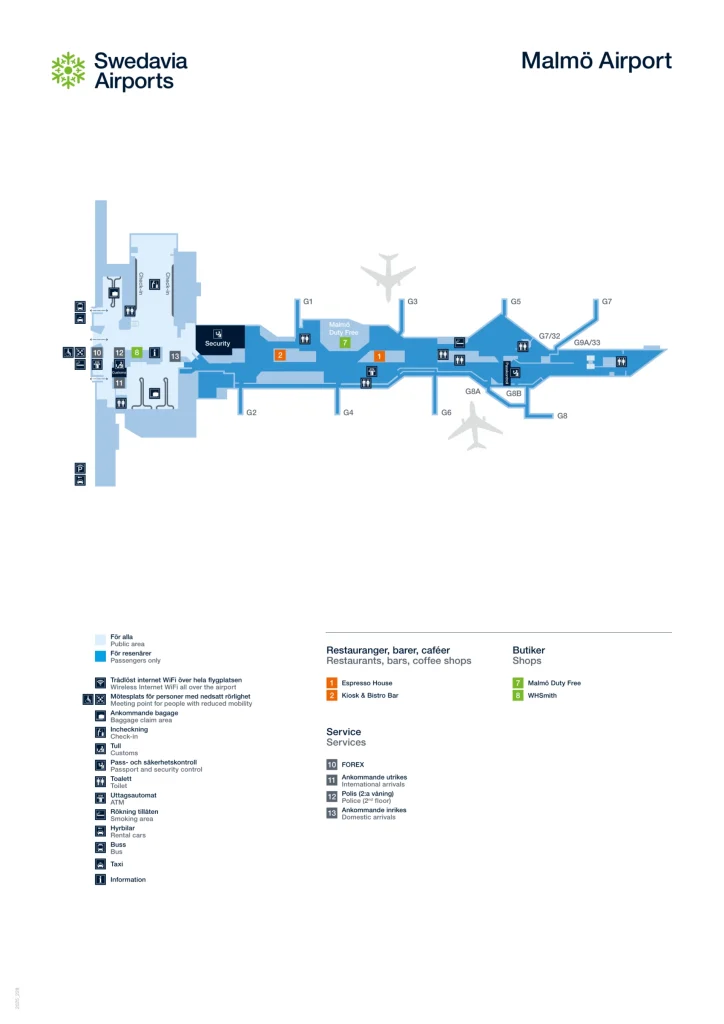Malmö Sturup Airport Terminal Map (2025) - All Maps