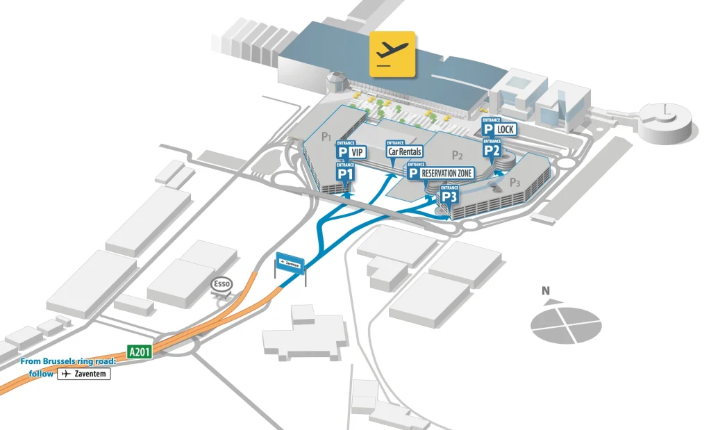 Brussels Airport Parking Map (2025) - All Maps