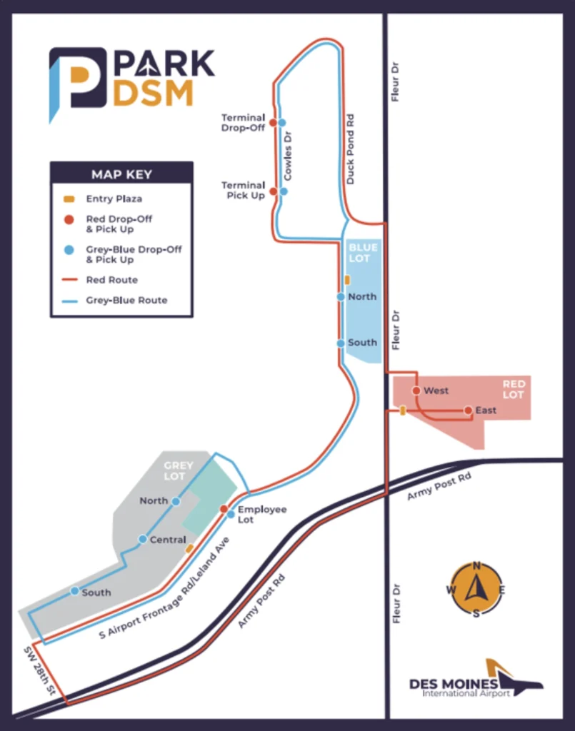 Des Moines International Airport Ground Transportation Map (2025) - All ...