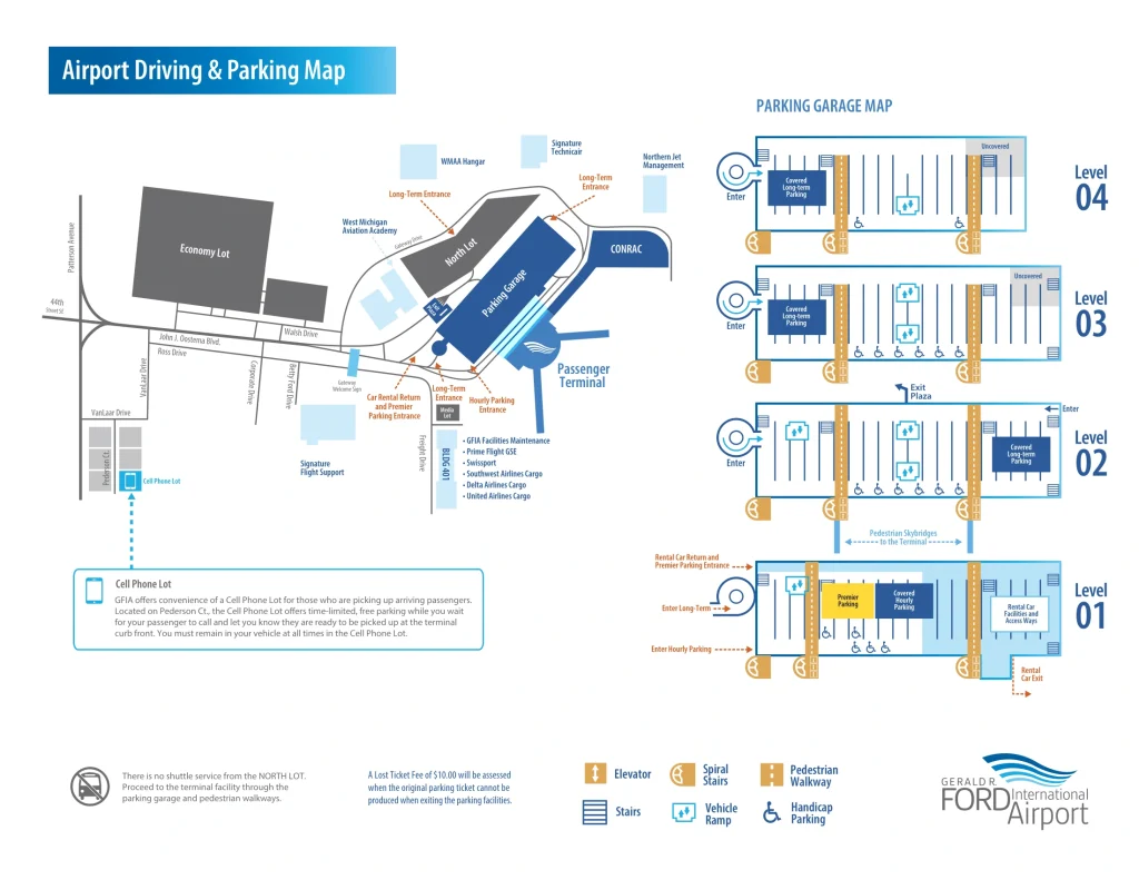 Gerald R Ford International Airport Parking Map (2025) - All Maps