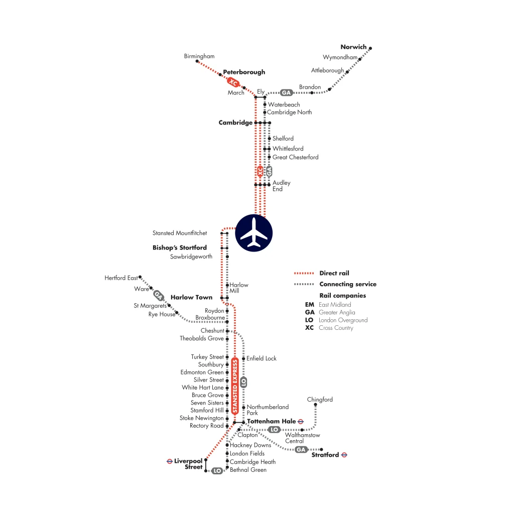 London Stansted Airport Ground Transportation Map (2025) - All Maps