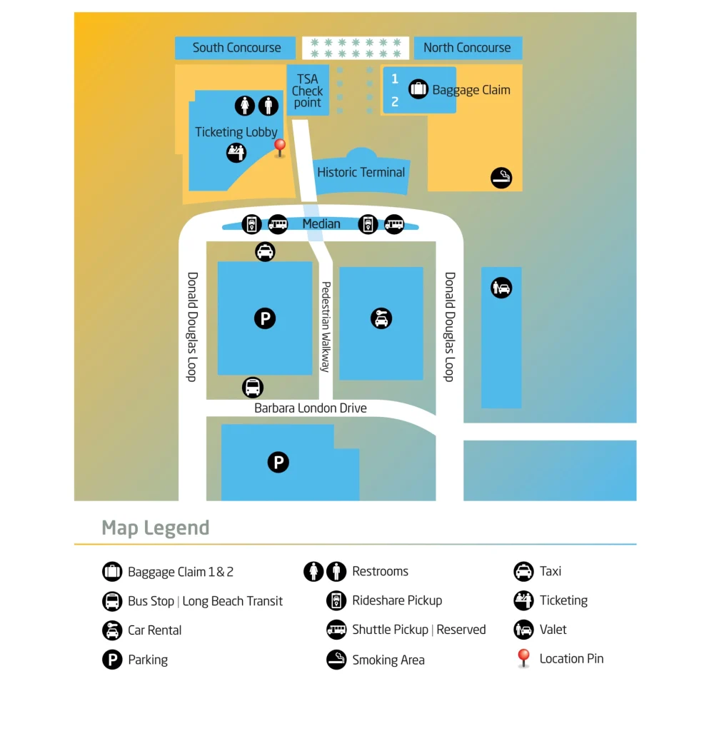 Long Beach Airport Daugherty Field Ground Transportation Map (2025 ...