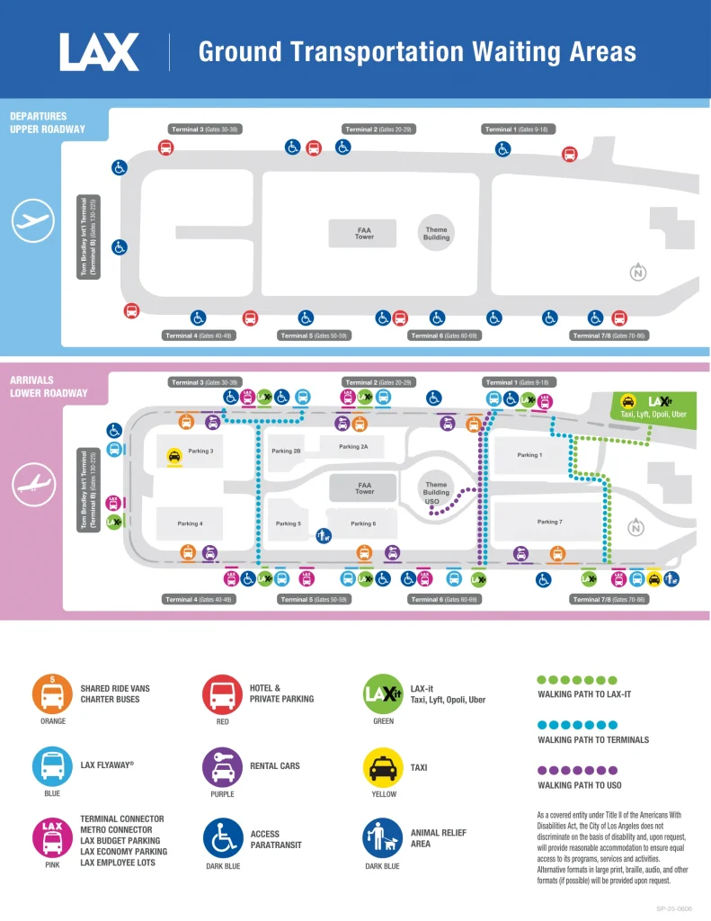 Los Angeles International Airport Ground Transportation Map (2025-2023 ...