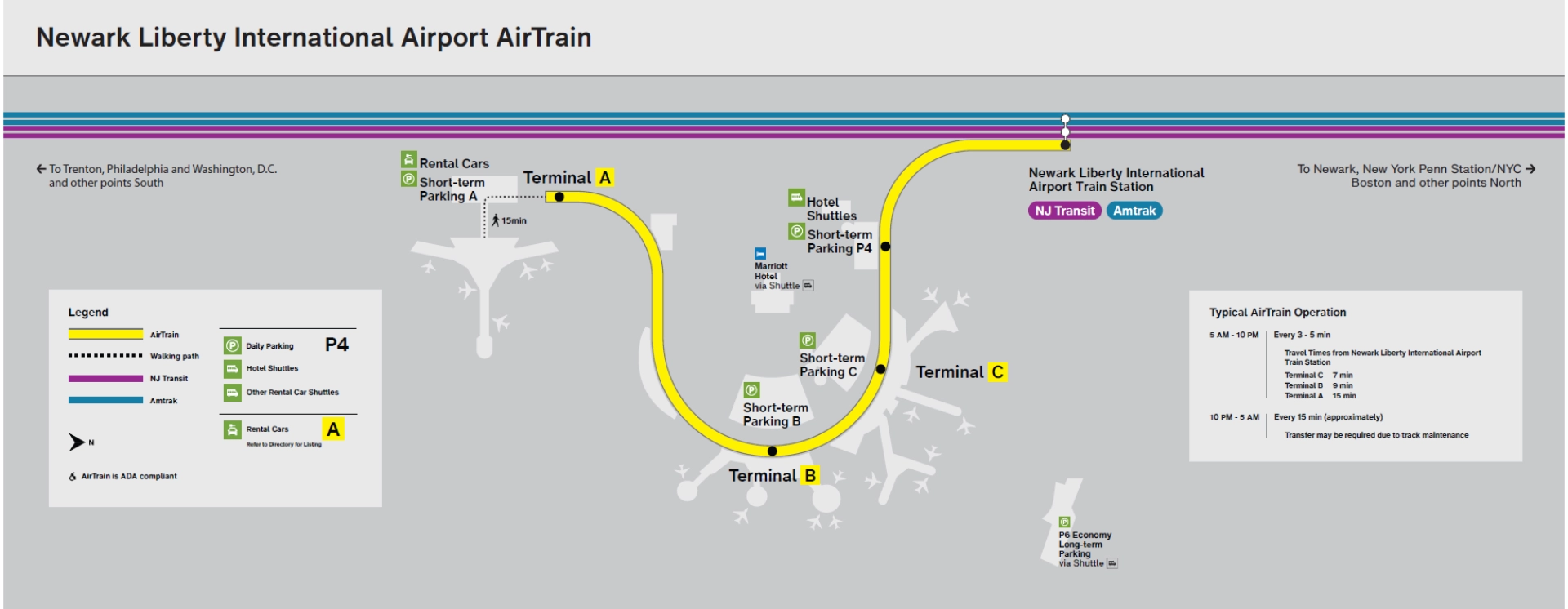 Newark Liberty International Airport Ground Transportation Map (2025 ...