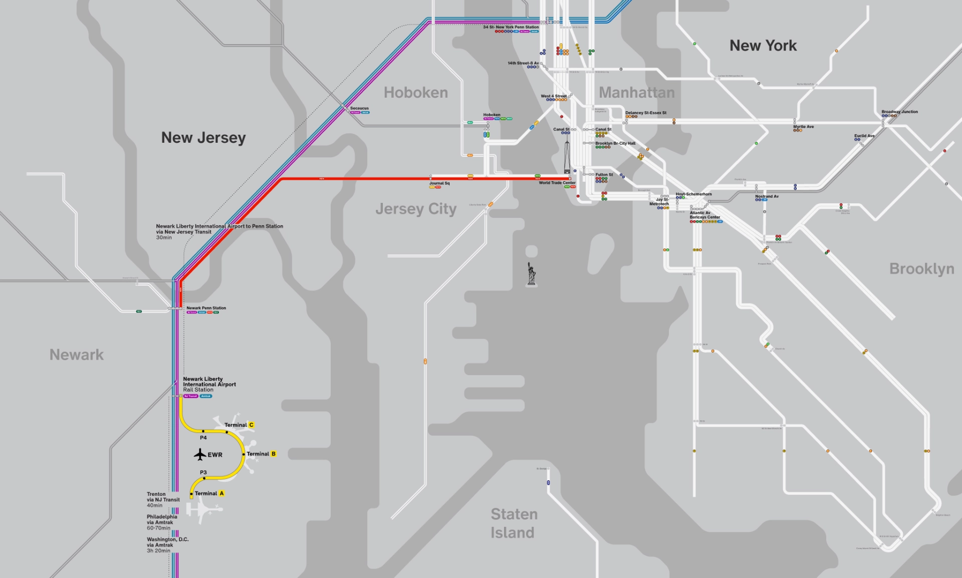 Newark Liberty International Airport Ground Transportation Map (2025 ...