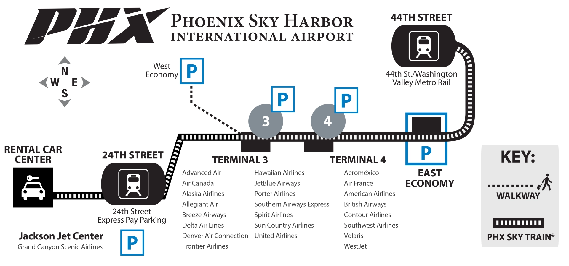 Phoenix Sky Harbor International Airport Ground Transportation Map ...