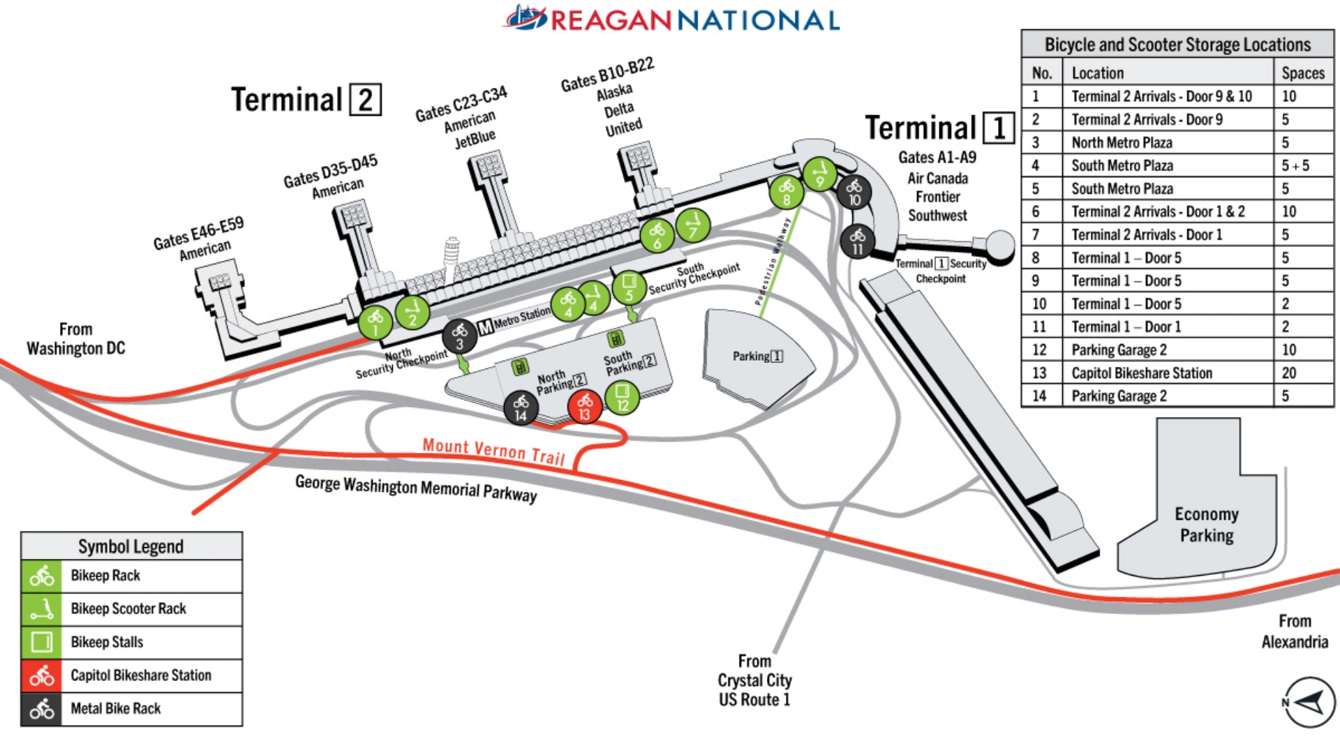 Ronald Reagan Washington National Airport Ground Transportation Map ...