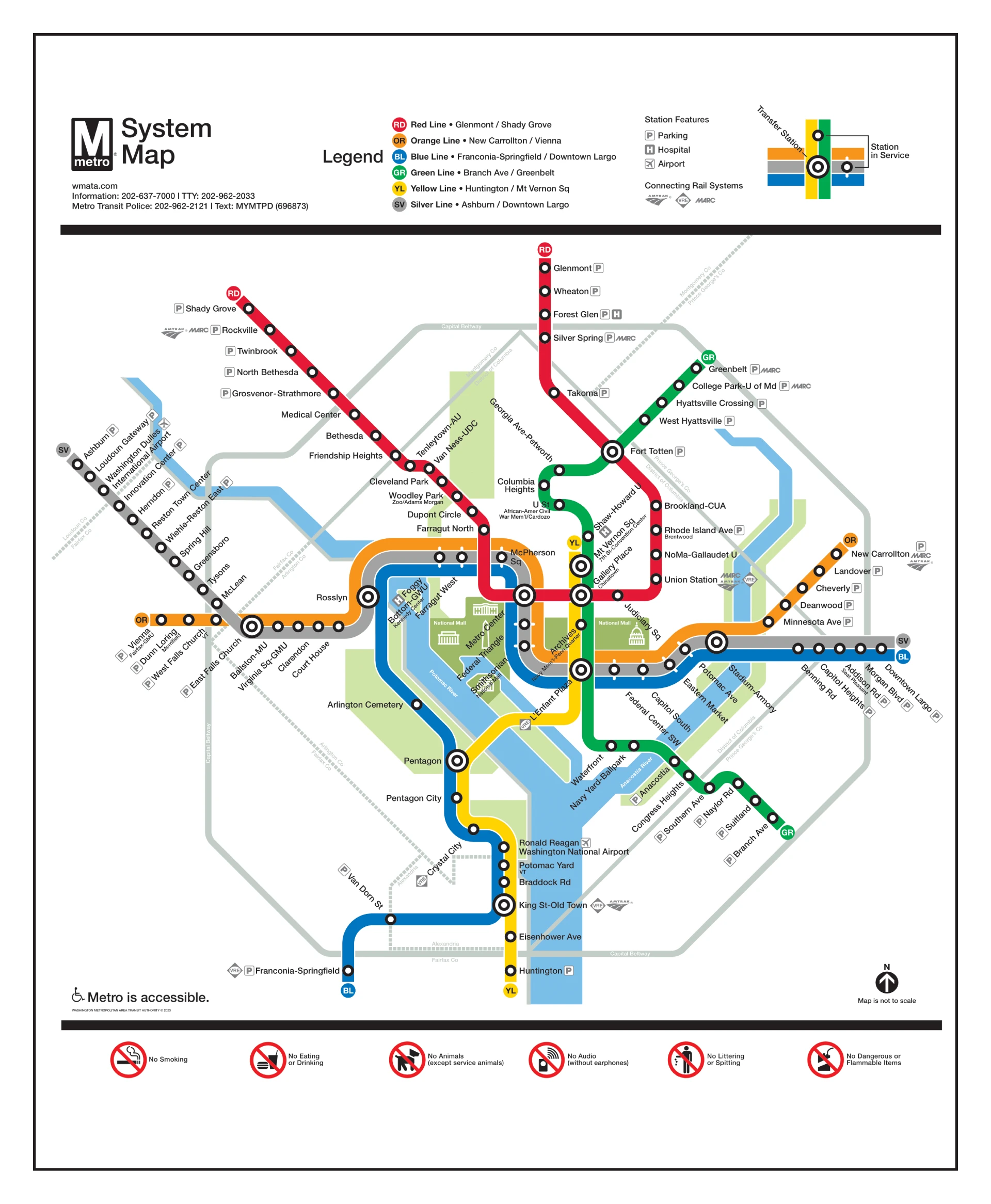 Ronald Reagan Washington National Airport Ground Transportation Map ...
