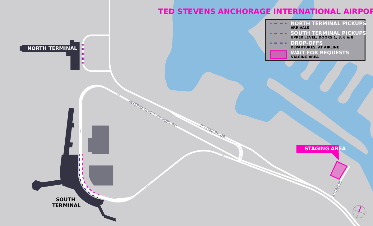 Ted Stevens Anchorage International Airport Ground Transportation Map ...