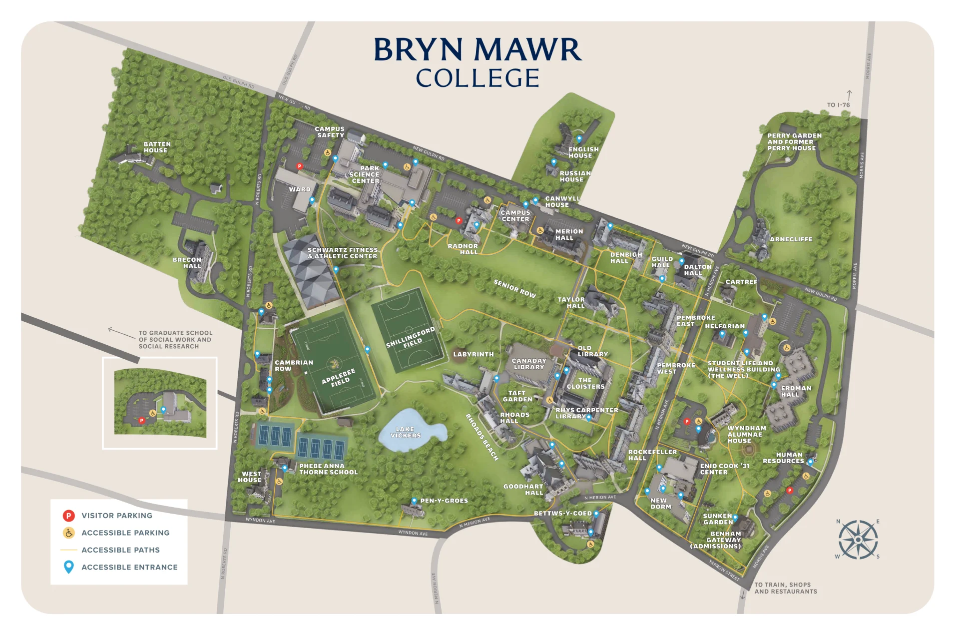 Bryn Mawr College Campus Map (2025-2023) - All Maps
