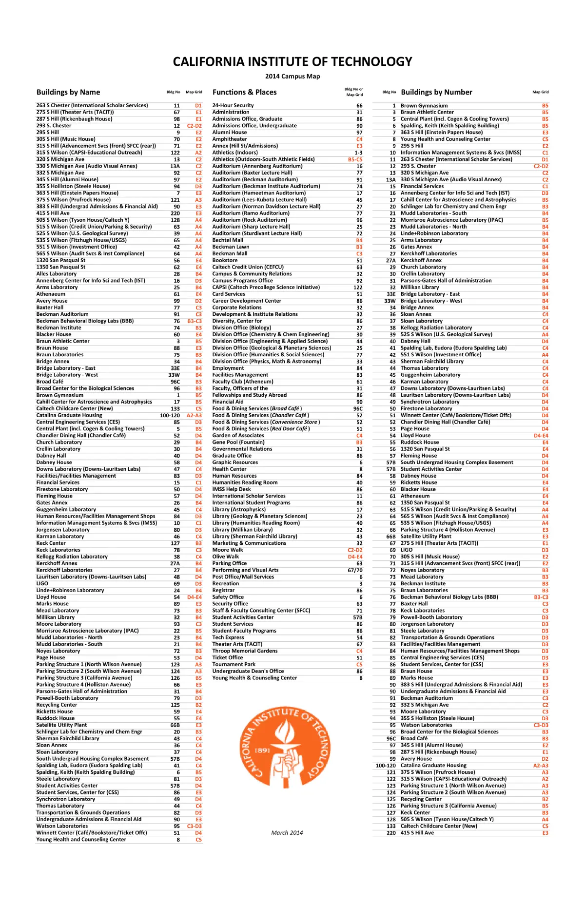 California Institute of Technology Campus Map (2024-2014) - All Maps