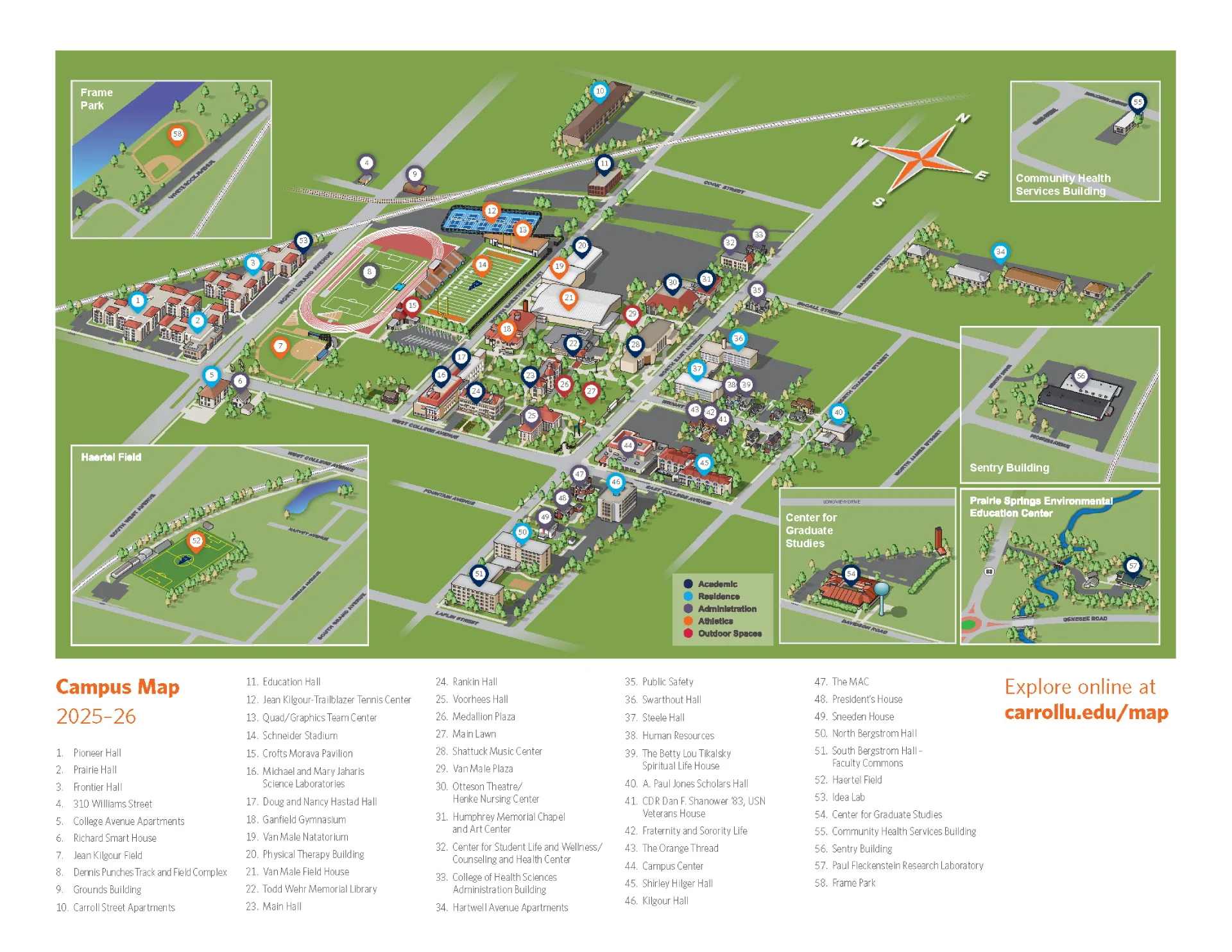 Carroll University Campus Map (2025-2024) - All Maps